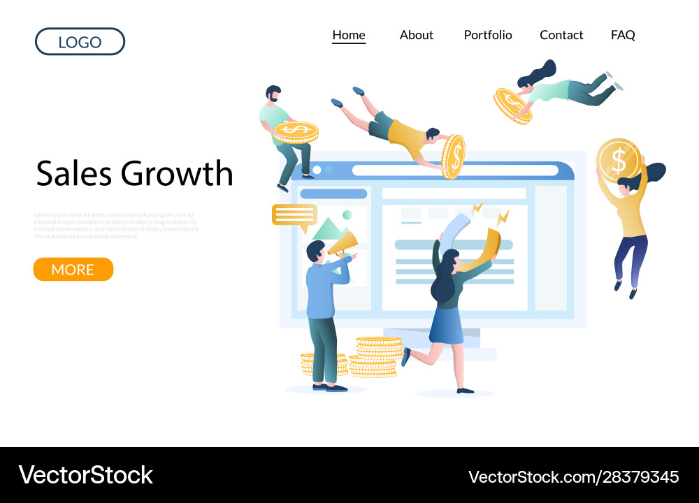 Sales growth website landing page design Vector Image