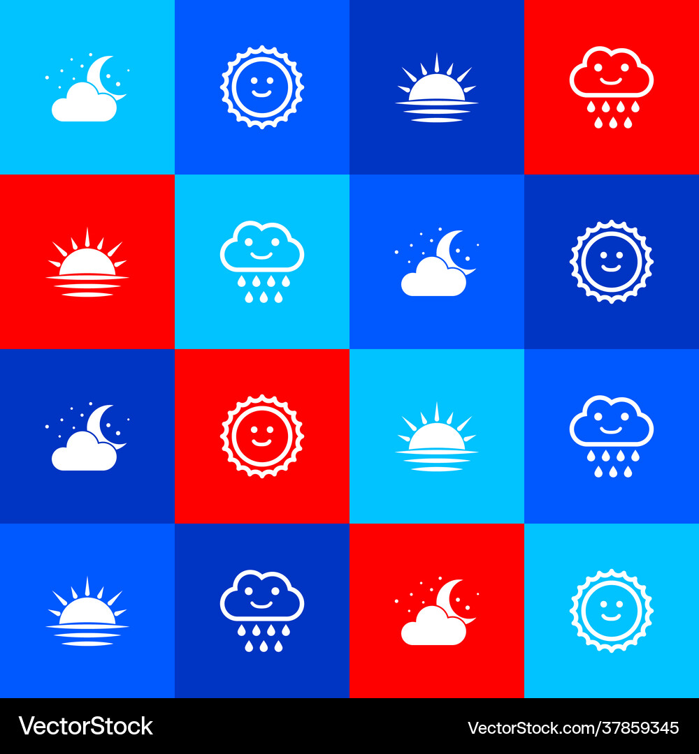 Set cloud with moon and stars sun sunset Vector Image
