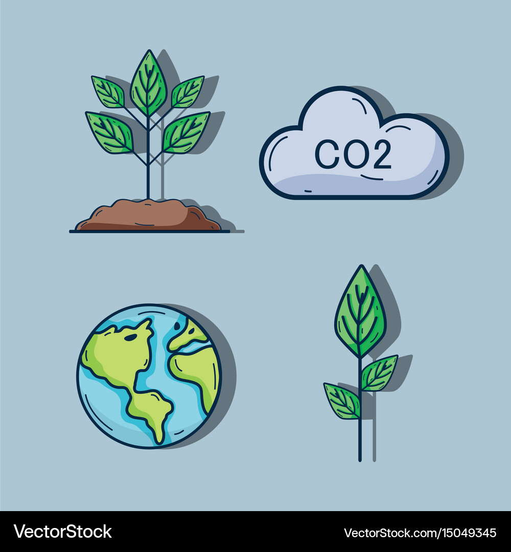 Set environment nature care to ecology Royalty Free Vector