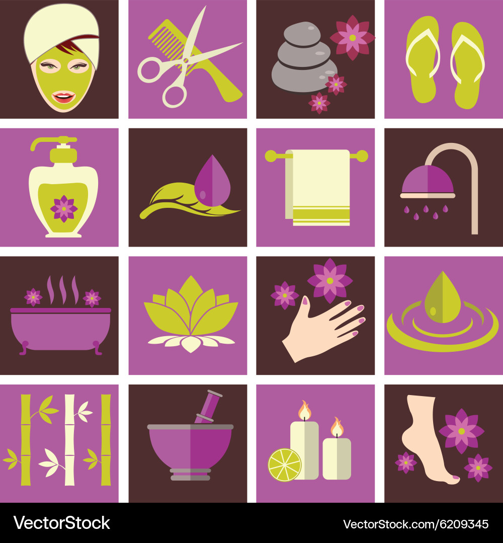 Spa and beauty icons set Royalty Free Vector Image