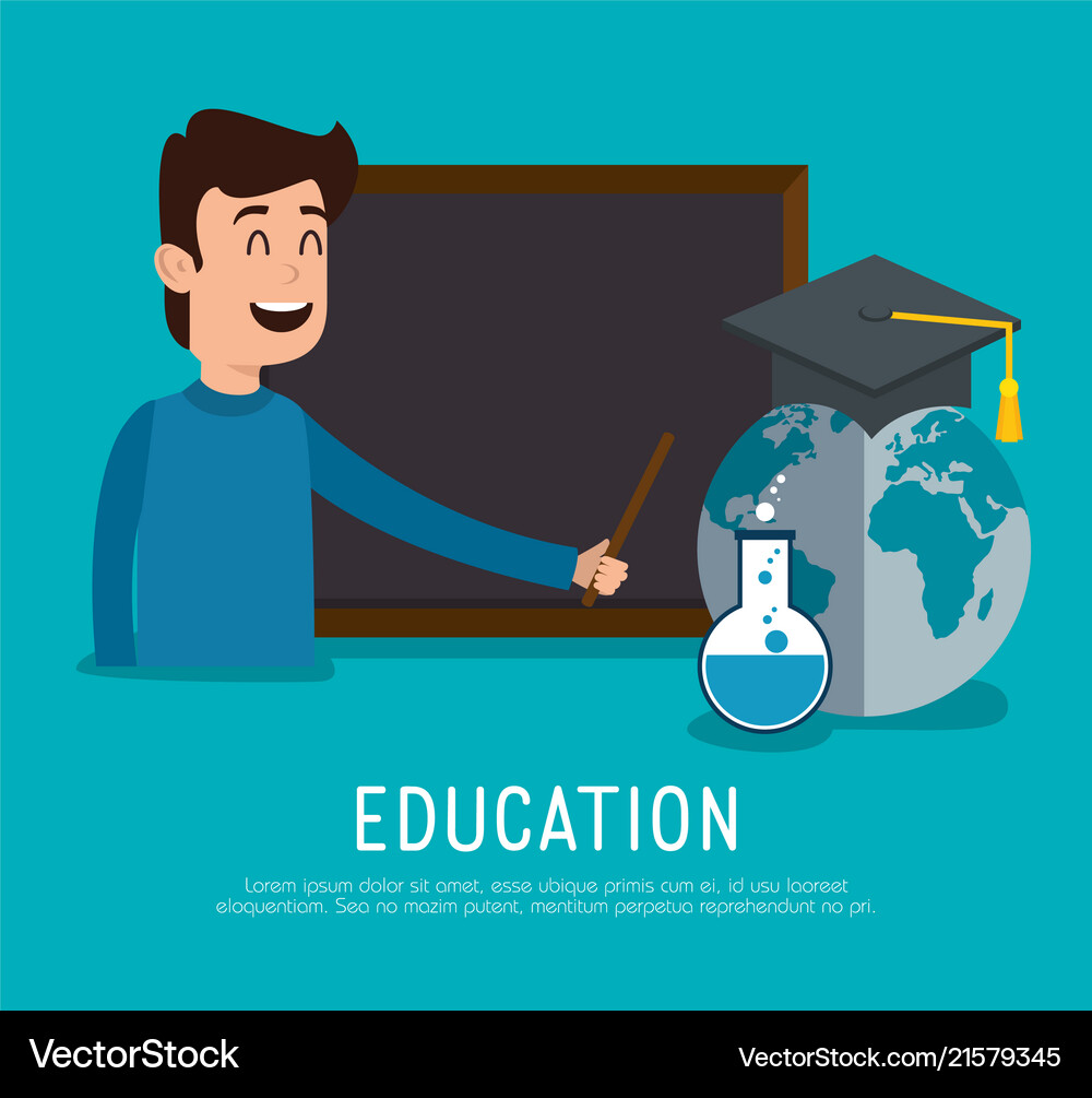 Teacher man with education icons Royalty Free Vector Image