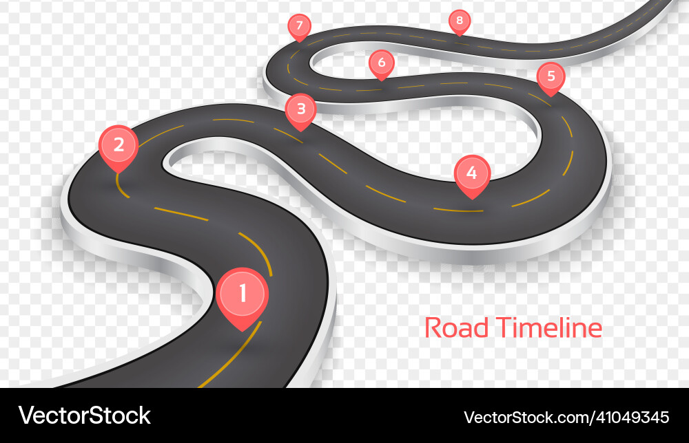 Winding 3d road concept on a transparent Vector Image