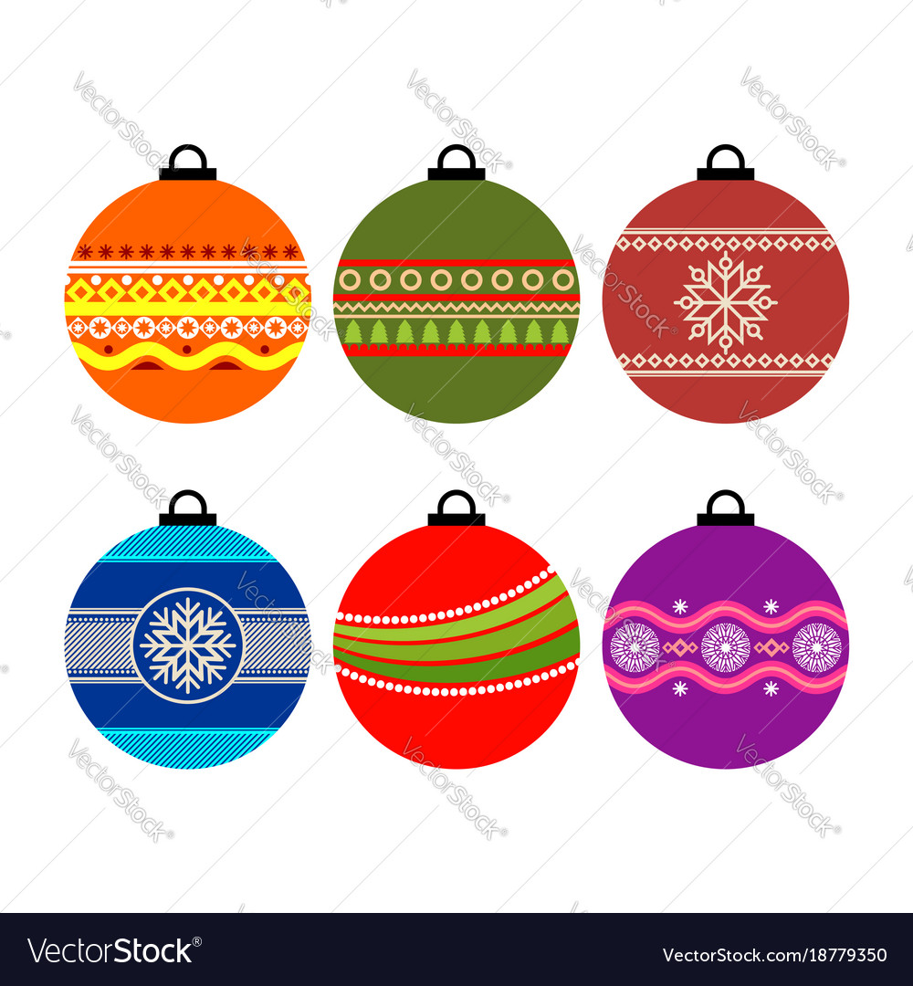 A set of christmas balls with ornaments Royalty Free Vector