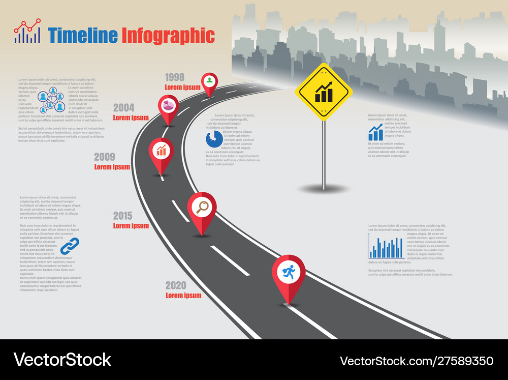 Business road map timeline infographic Royalty Free Vector