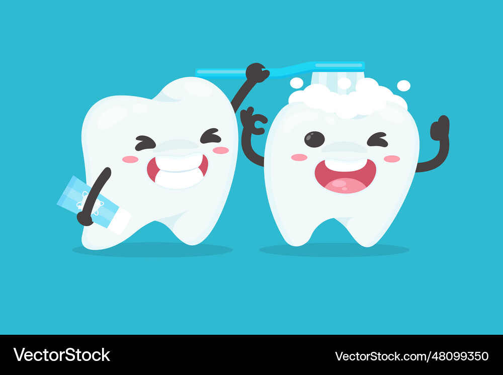 Cartoon characters brushing teeth to clean – Royalty-Free Vector ...