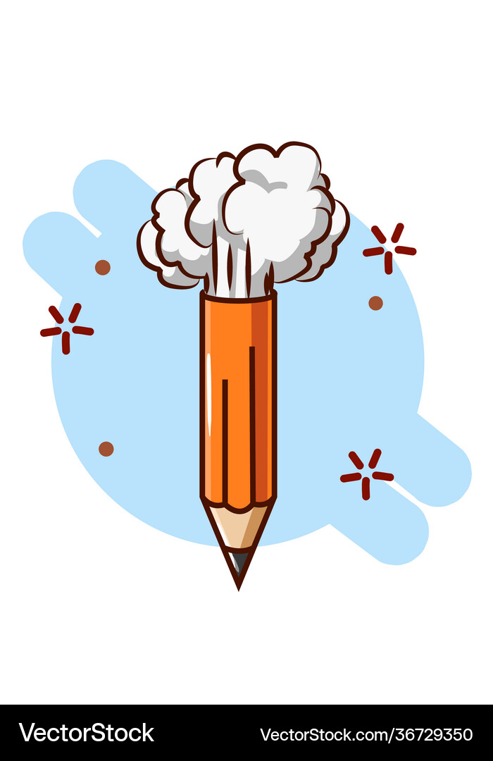 Cartoon pencil with smoke Royalty Free Vector Image