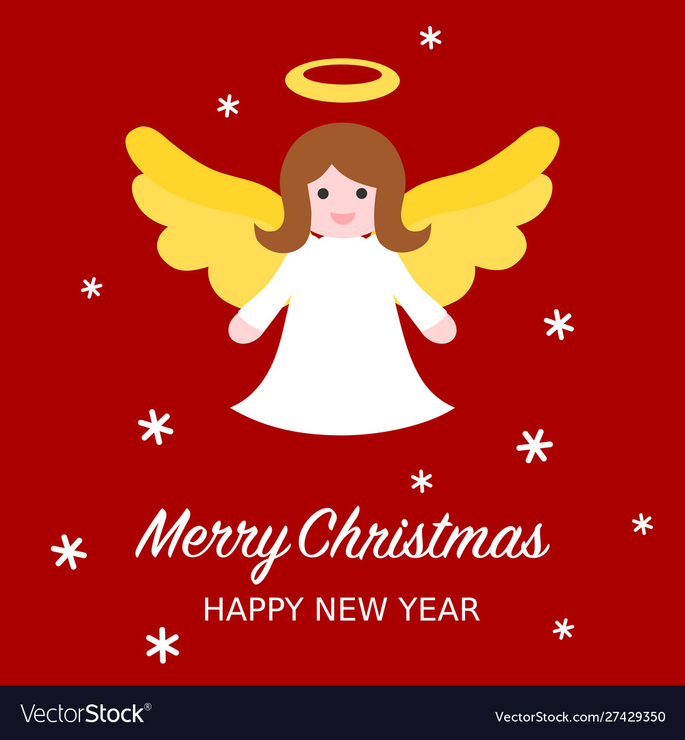 Christmas angel card - colorful Royalty Free Vector Image