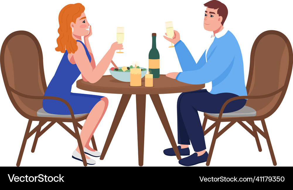 Couple at romantic dinner semi flat color Vector Image