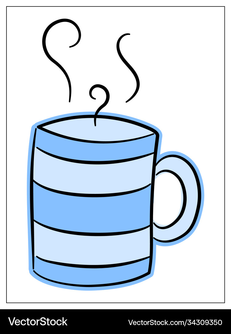 Cup mug with a warm drink icon flat cartoon Vector Image
