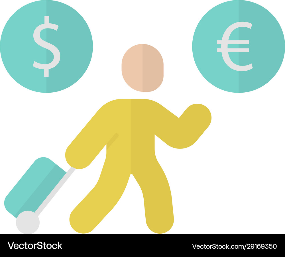 Economic migrant flat design long shadow yellow Vector Image