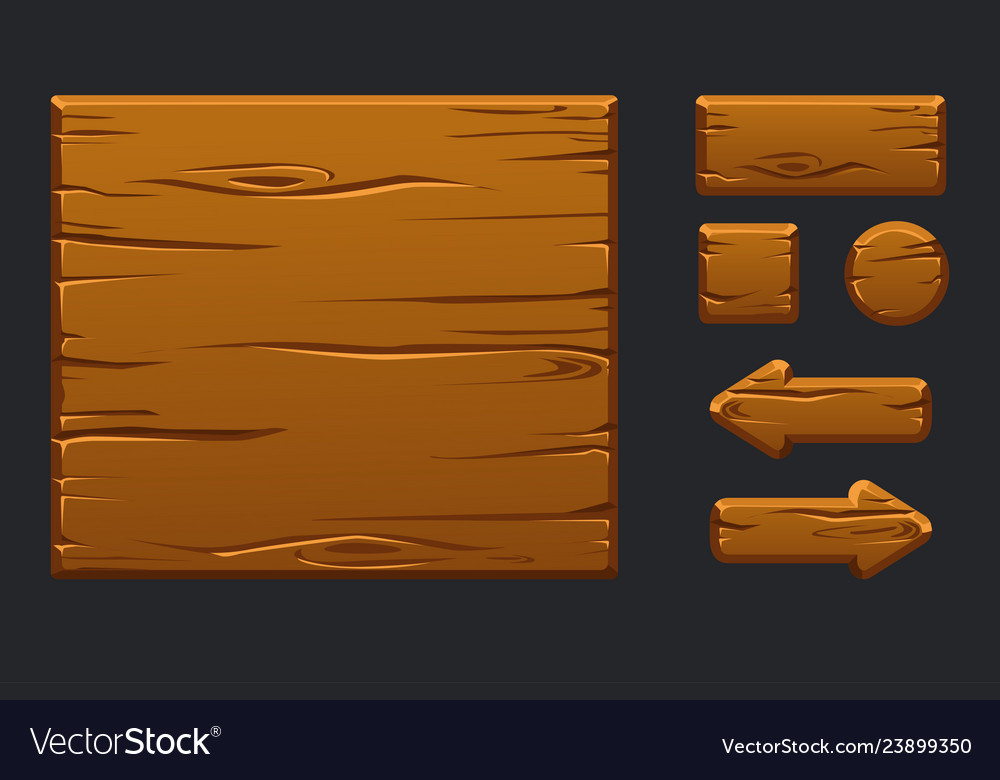 Game ui kit template wooden menu Royalty Free Vector Image Game ui kit template wooden menu Royalty Free Vector Image