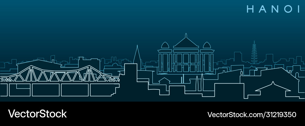 Hanoi multiple lines skyline and landmarks Vector Image