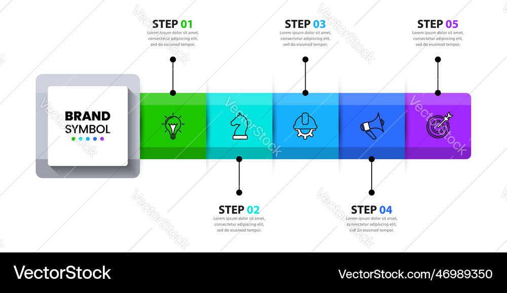Infographic template colorful line with 5 steps Vector Image