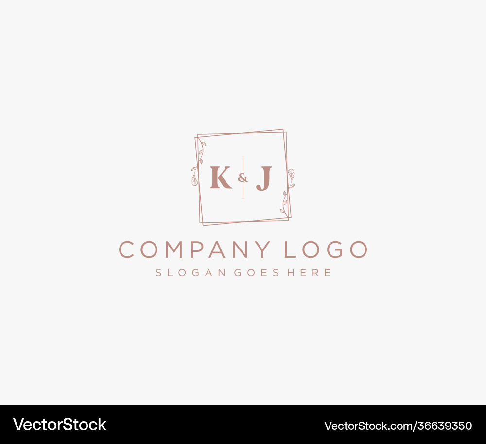 Initial kj letters decorative luxury wedding logo Vector Image