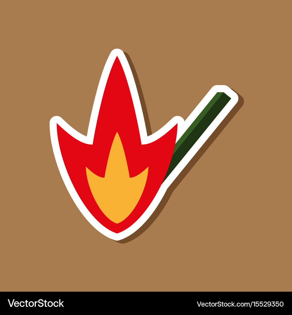 Paper sticker on stylish background match fire Vector Image