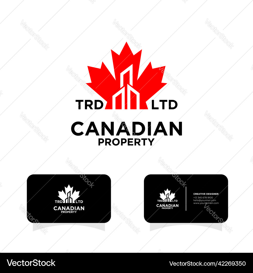 Red maple canadian property logo Royalty Free Vector Image