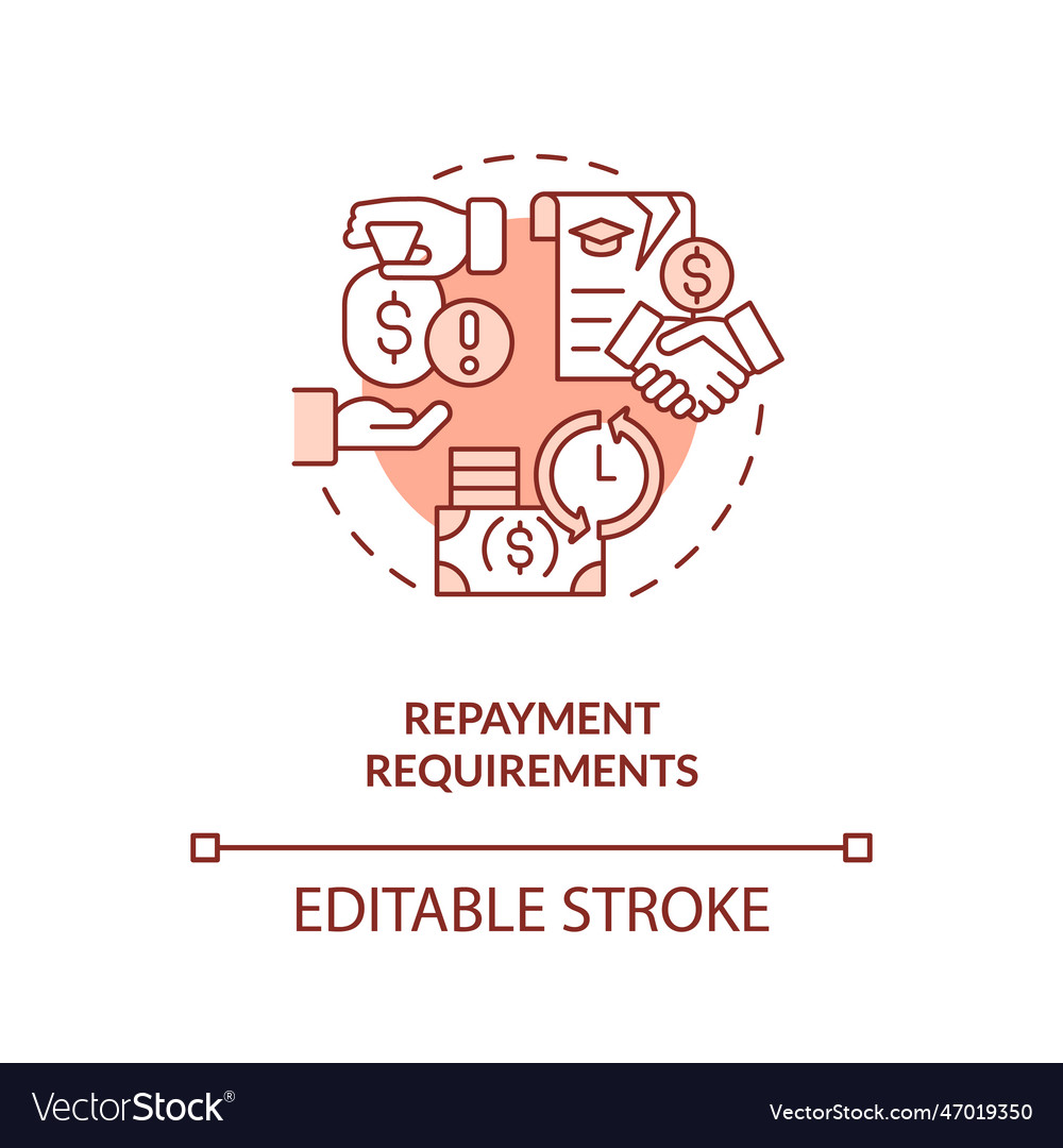 Repayment requirements red concept icon Royalty Free Vector