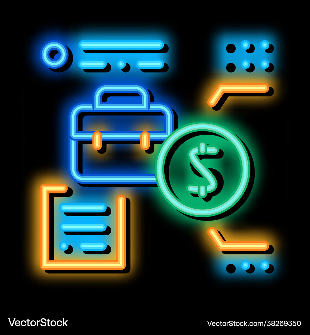 Salary for work neon glow icon Royalty Free Vector Image