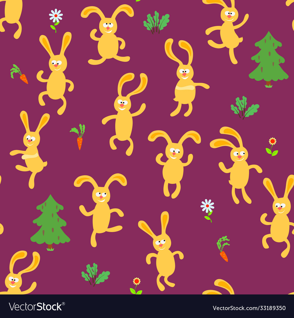 Seamless pattern with rabbitcute animals Vector Image