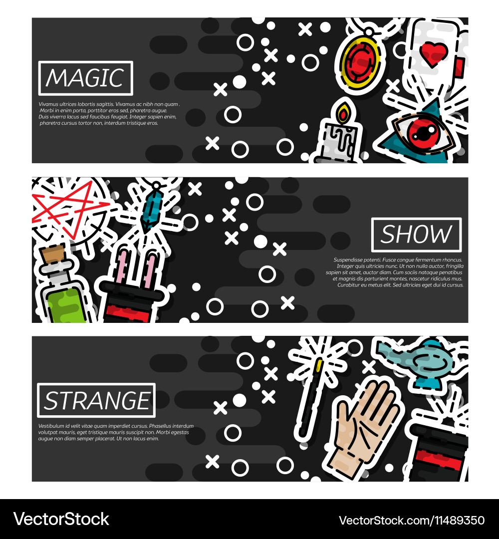 Set of horizontal banners about magic Royalty Free Vector