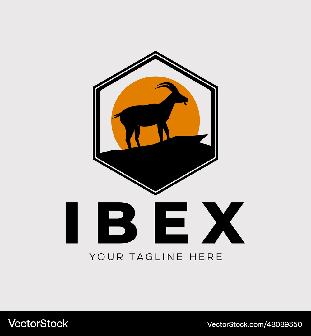 Silhouette ibex or mountain goat logo design Vector Image