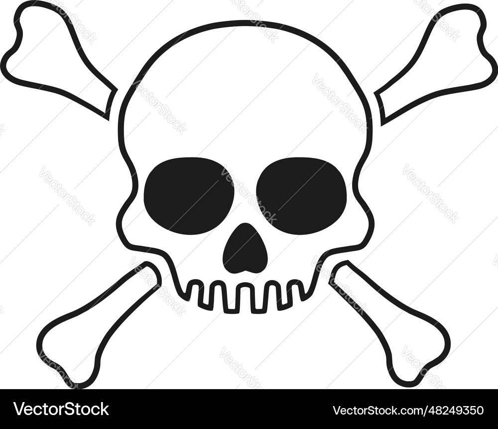 Skull And Crossbones With Bow Outline