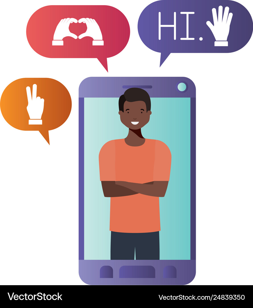 Young man in smartphone avatar character Vector Image
