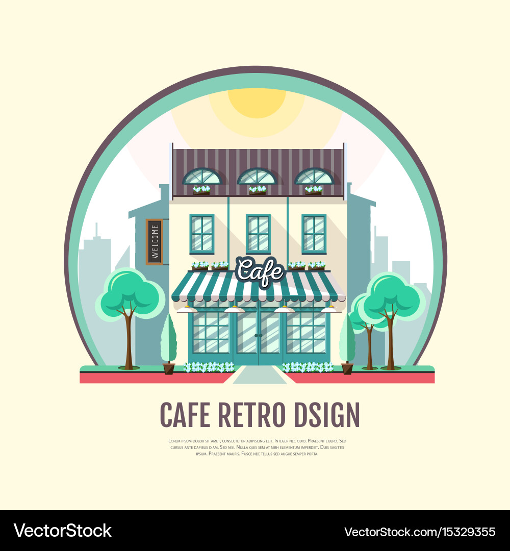Flat style icon design of cafe building Royalty Free Vector