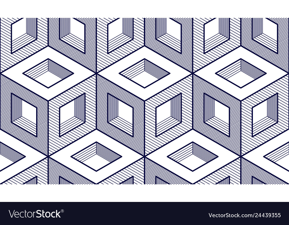 Geometric cubes abstract seamless pattern 3d Vector Image