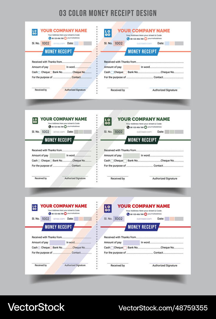 Money receipt template professional and modern Vector Image