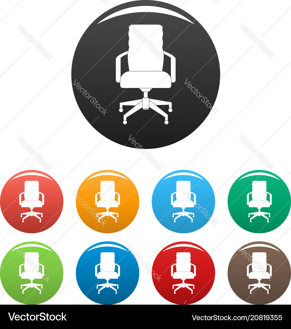 Office chair icons set color Royalty Free Vector Image