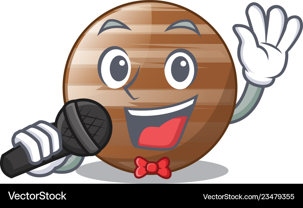 Singing jupiter planet the isolated with mascot Vector Image