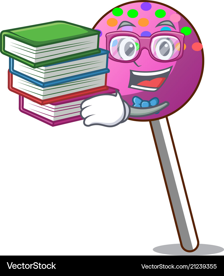 Student with book lollipop sprinkles mascot Vector Image
