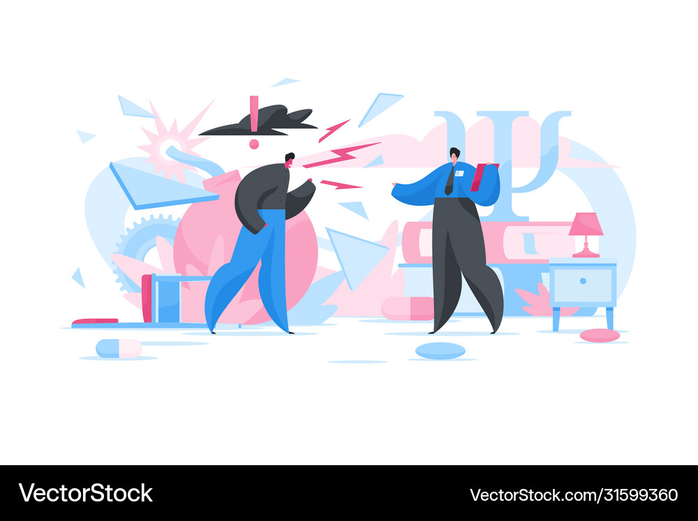 Angry man shouting in psychologist office flat Vector Image