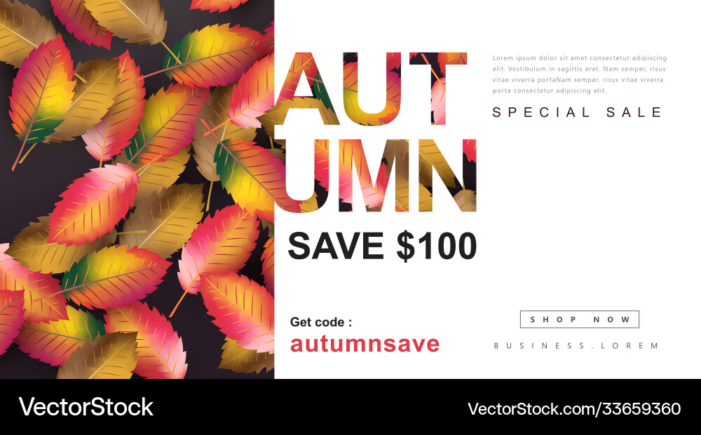 Autumn gift coupon banner background Royalty Free Vector