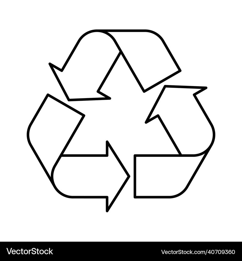 Black outline universal recycling symbol Vector Image