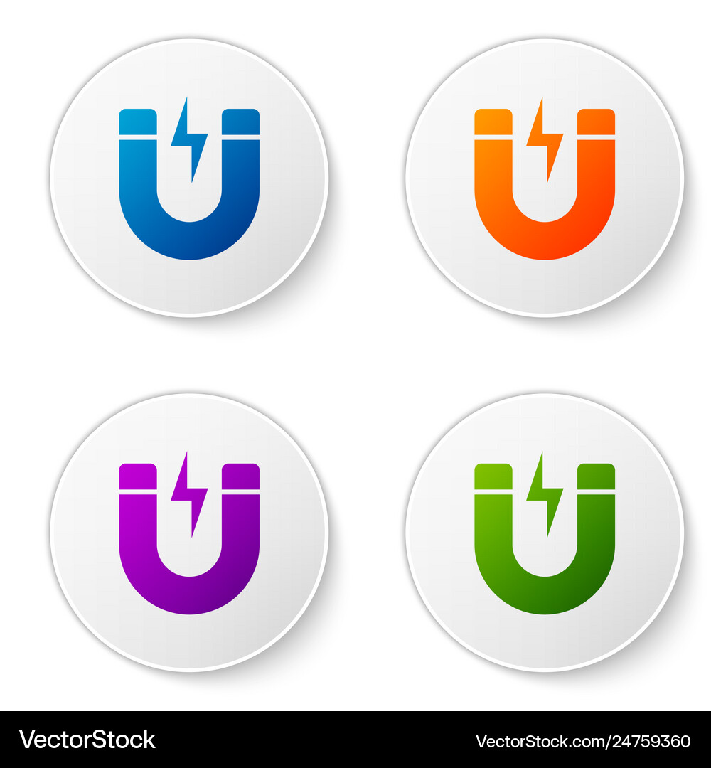 Color magnet with lightning icon isolated on white