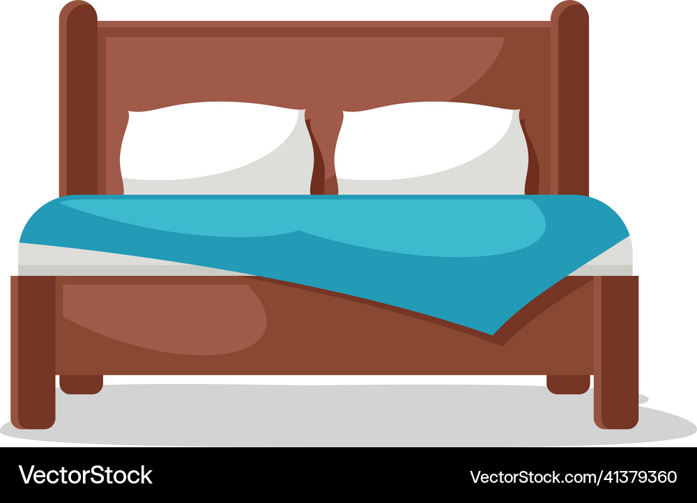 Double bed with duvet and pillows on white Vector Image