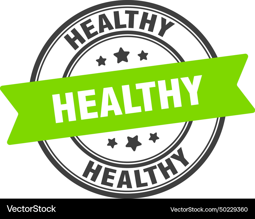 Healthy stamp label on transparent Royalty Free Vector Image