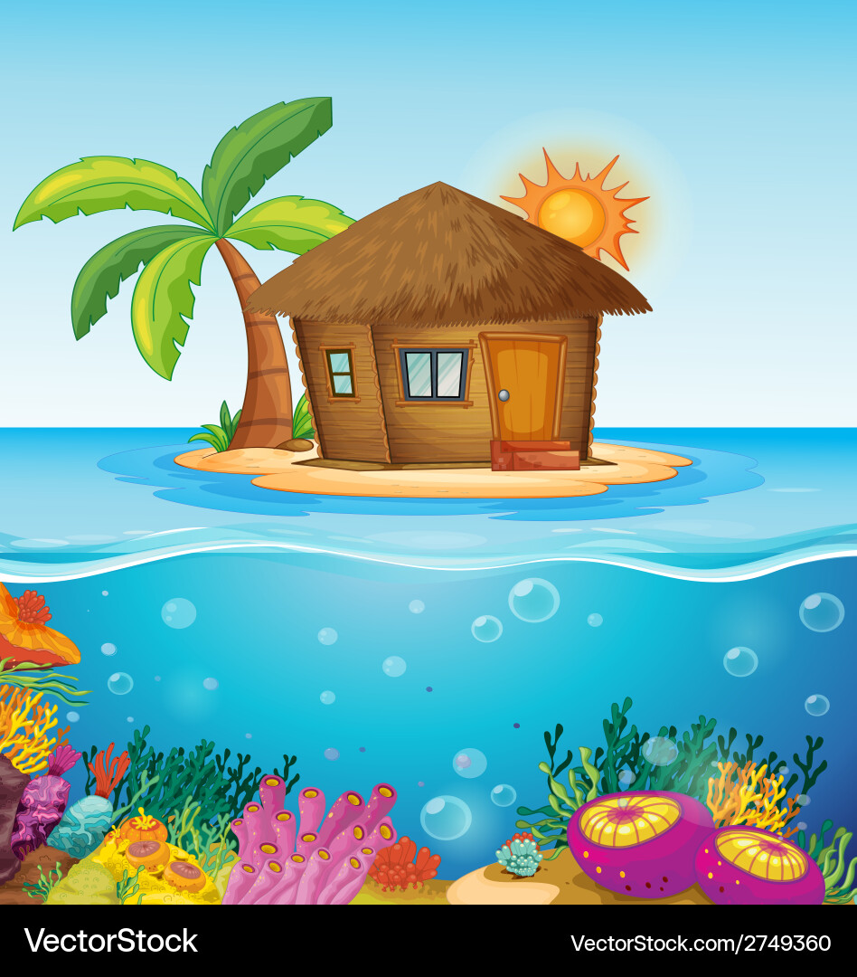 House on desert island Royalty Free Vector Image