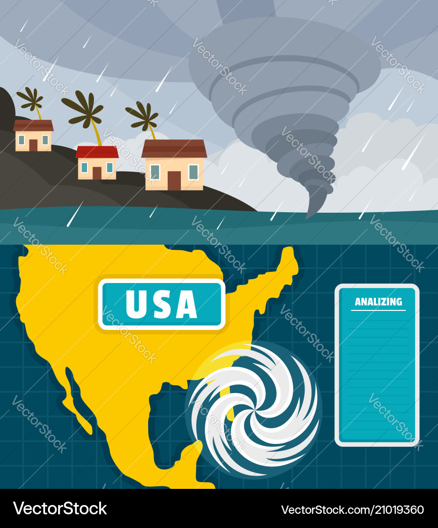 Hurricane storm banner concept set flat style Vector Image