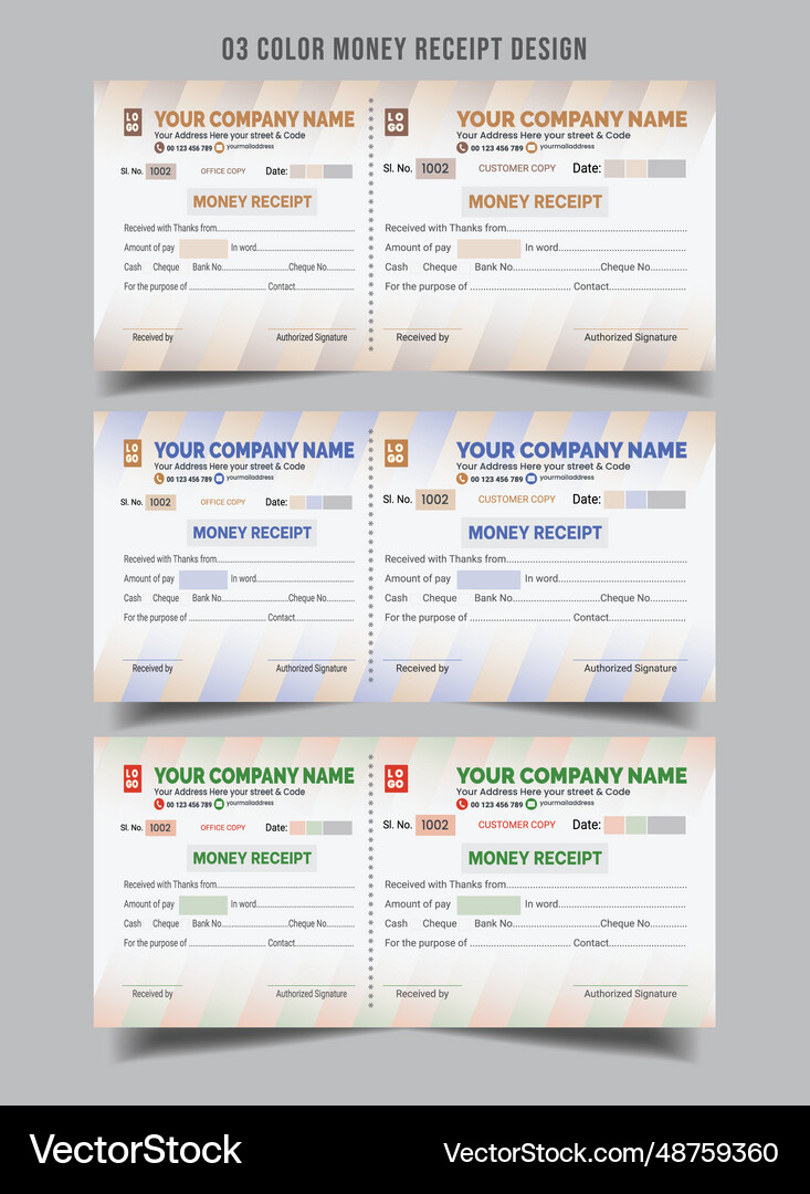 Money receipt template professional and modern Vector Image