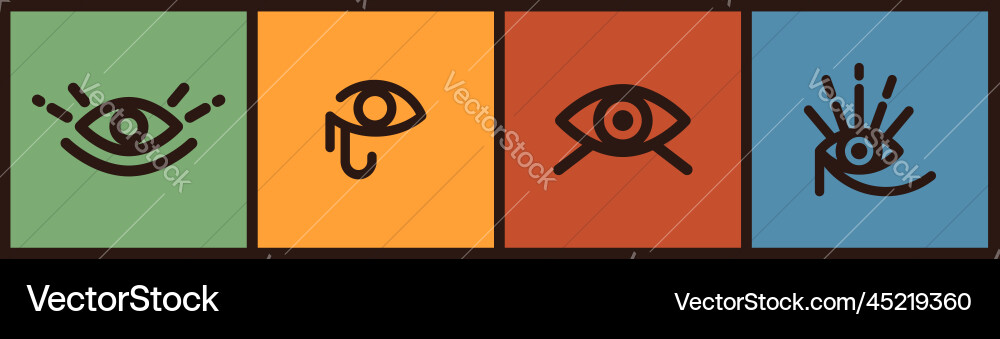 Open ethnic eyes icon set collection in simple Vector Image
