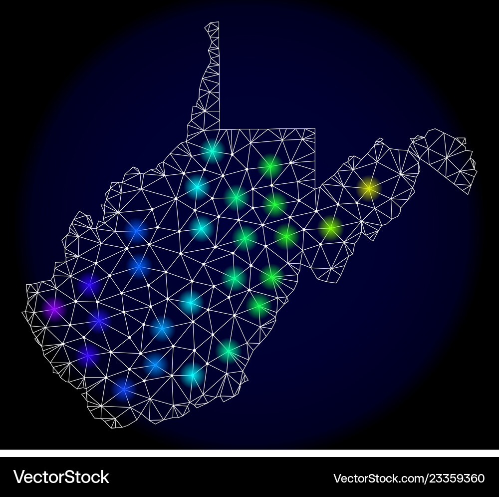 Polygonal wire frame mesh map of west virginia Vector Image
