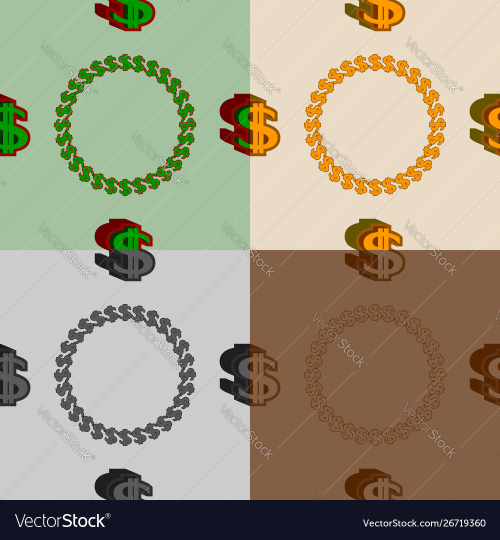 Seamless pattern dollar sign in symmetrical shapes