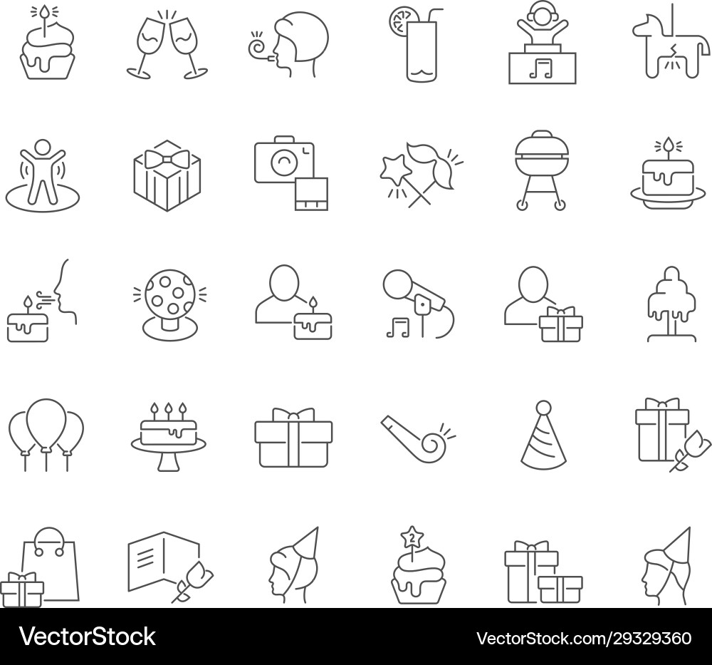 Set line icons birthday Royalty Free Vector Image