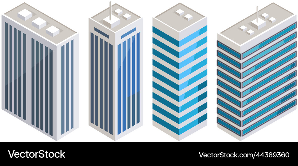 Set of skyscrapers constructions modern Royalty Free Vector