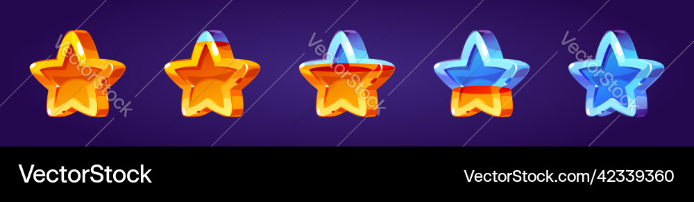Set of stars game elements from full to empty row Vector Image