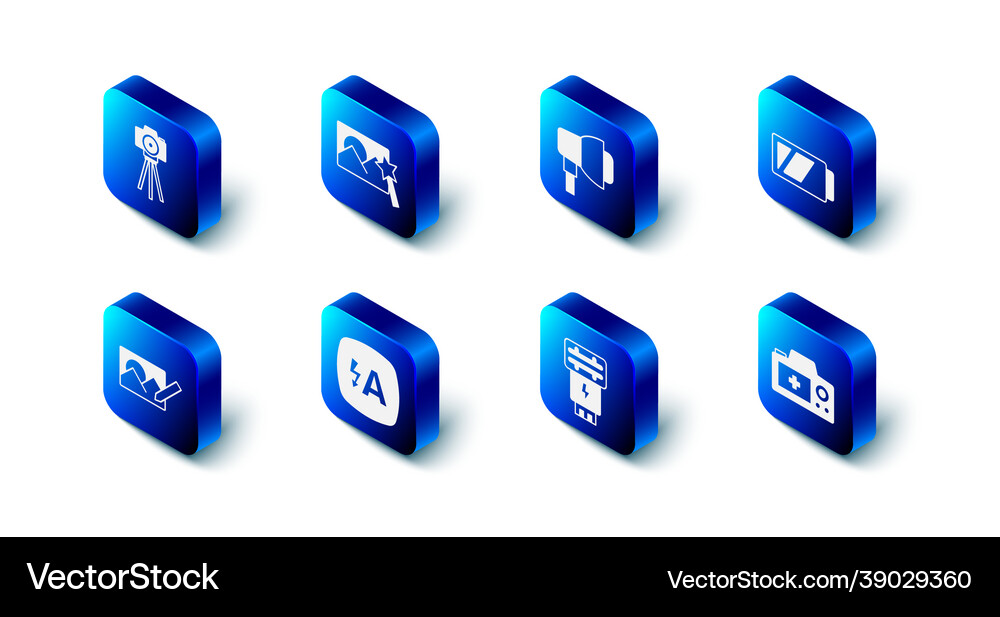 Set photo retouching softbox light battery Vector Image