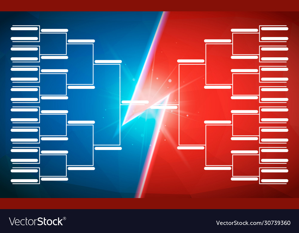 Tournament Bracket Template For 32 Teams On Blue Vector Image